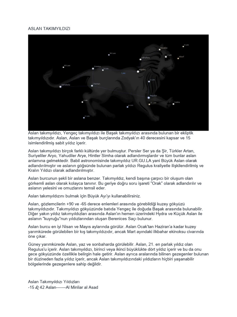 Aslan Takımyıldızı | PDF