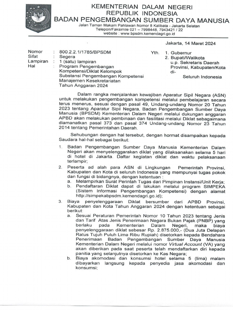 Surat Edaran PNBP Bidang APM 2024 Cap | PDF