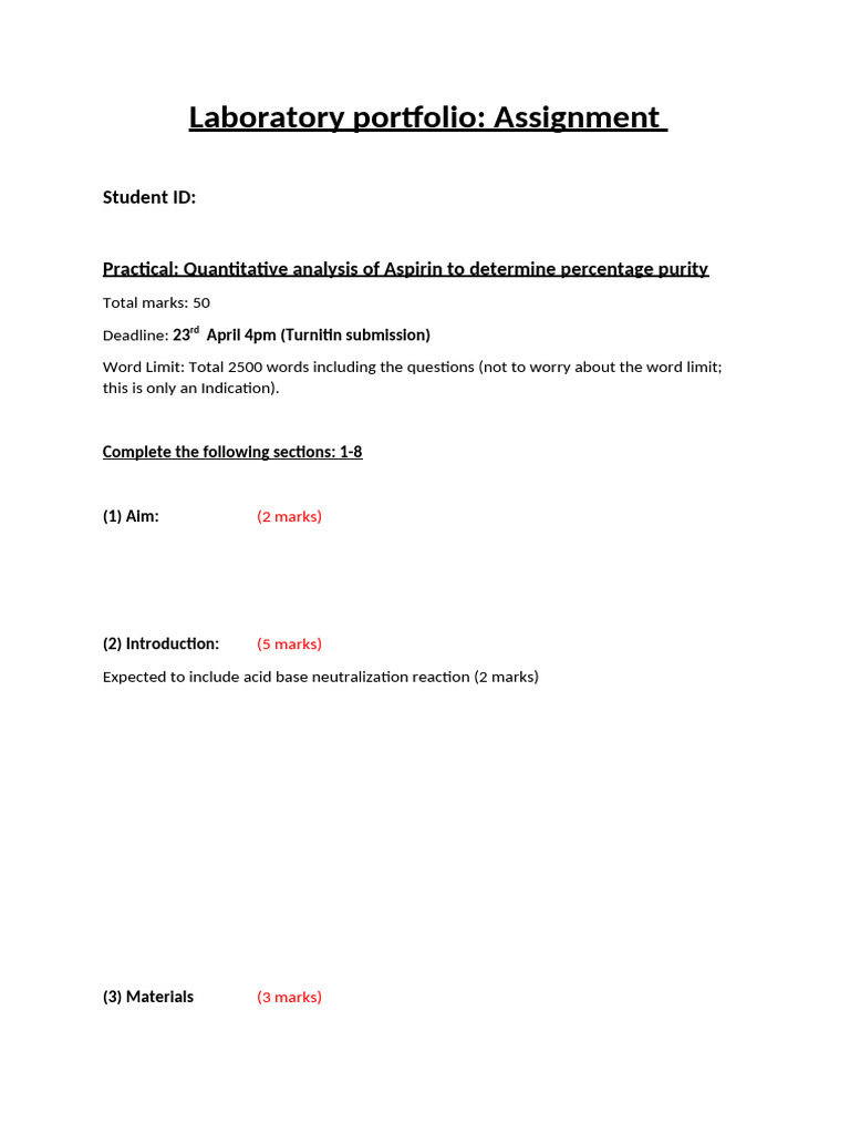 Laboratory Portfolio Assessment 3 | PDF | Titration | Chemistry