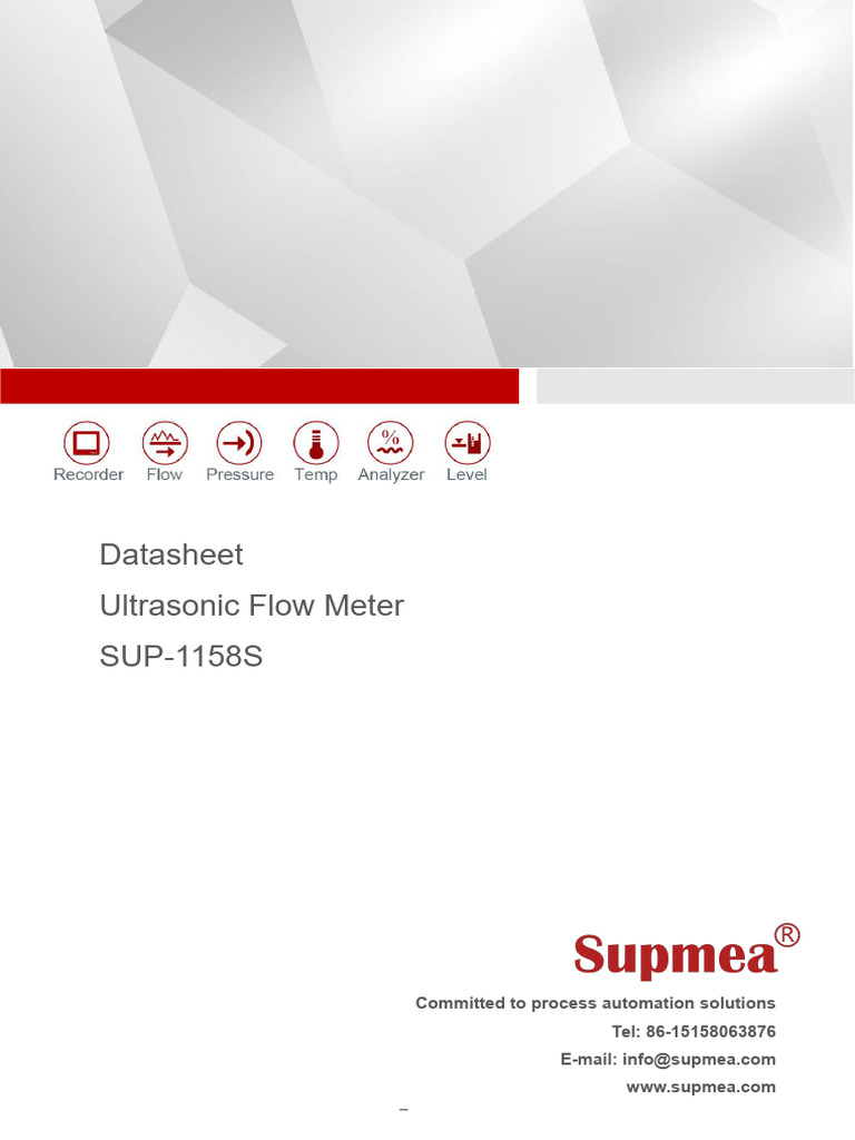 Sup Ultrasonic Flow Meter Datasheet | PDF | Flow Measurement | Ultrasound