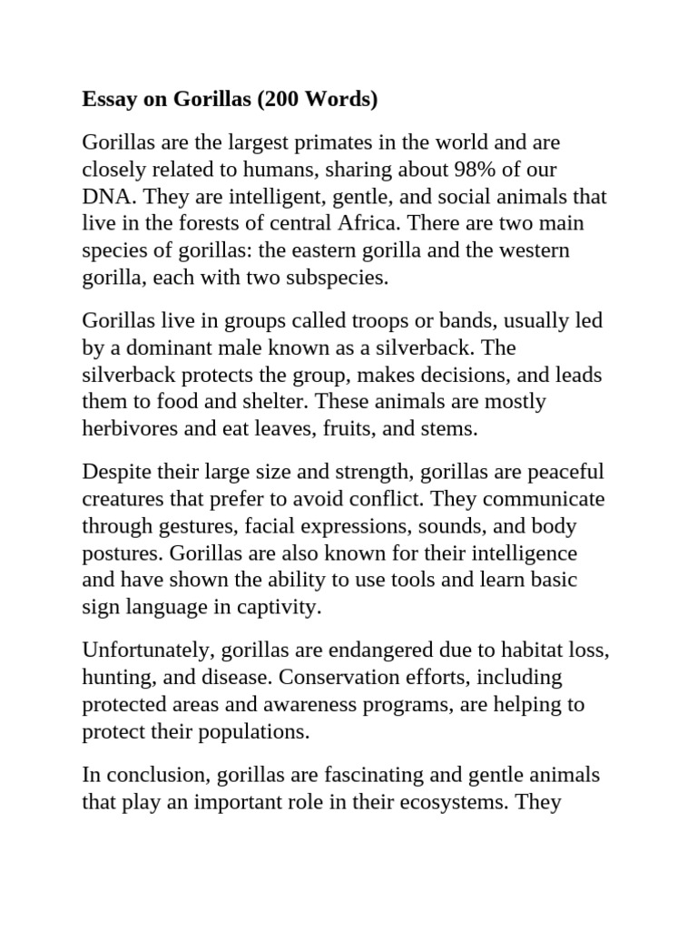 Essay On Gorillas | PDF