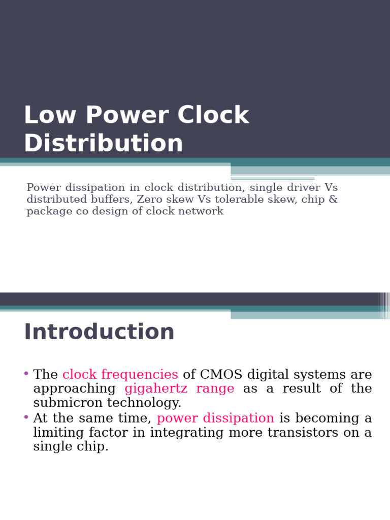 Low Power Clock Distribution Analysis | PDF | Cmos | Digital Electronics