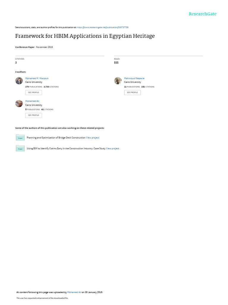 Framework For HBIM Applications in Egyptian Heritage: November 2016 ...