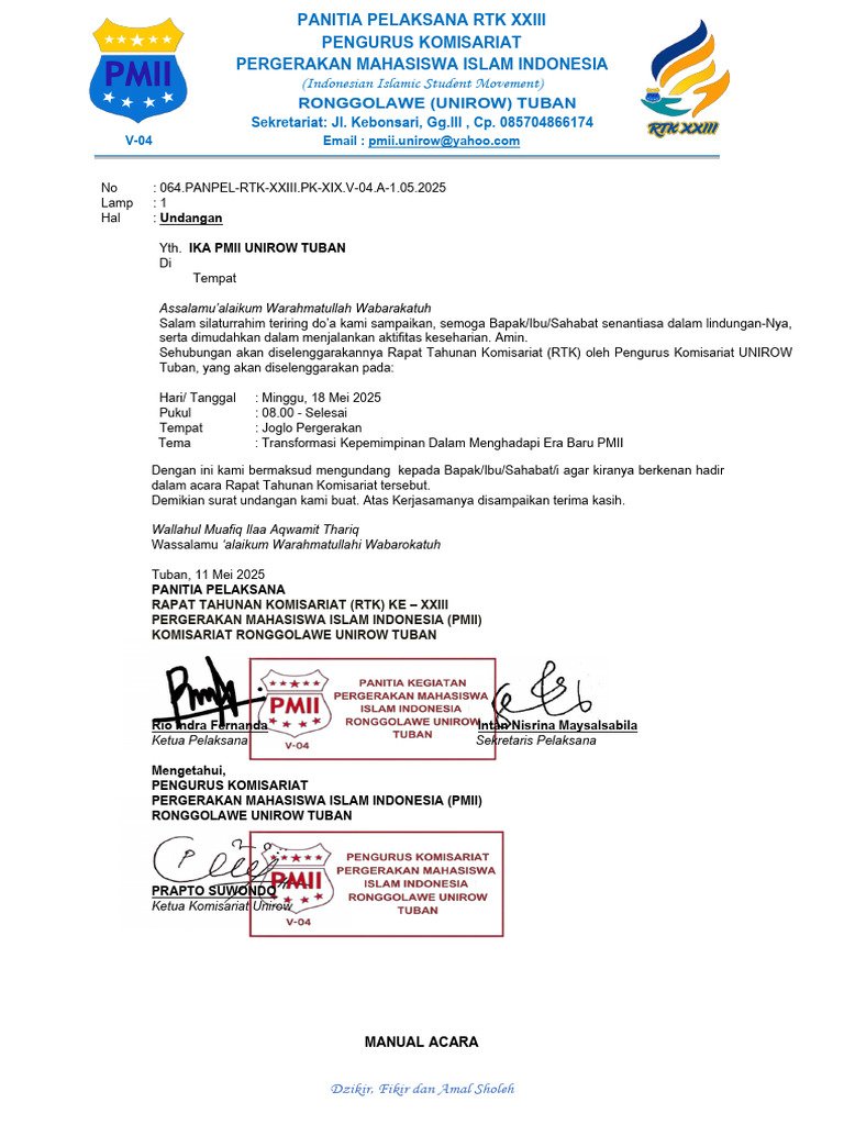 RTK Undangan Ika Pmii | PDF