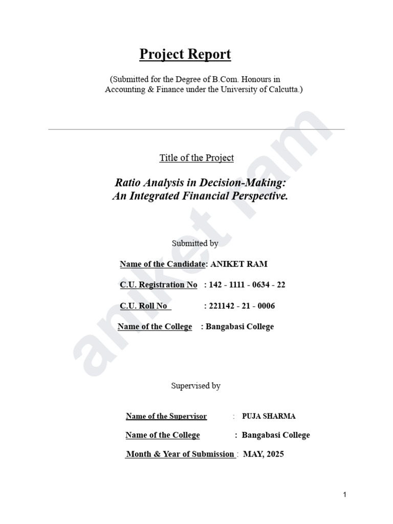Aniket, Bcom Project Semv | PDF | Leverage (Finance) | Revenue