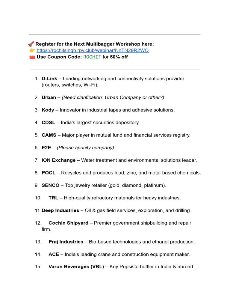 dkMVWLRGg6 Multibagger-Stocks | PDF