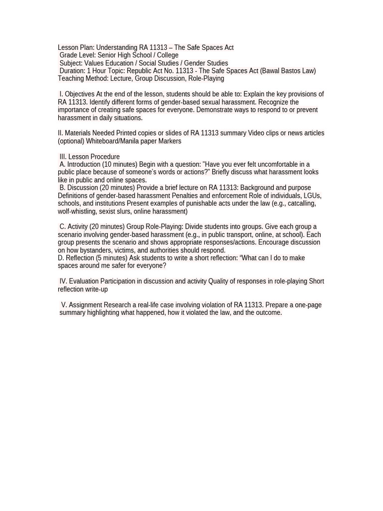Understanding RA 11313: Safe Spaces Act | PDF