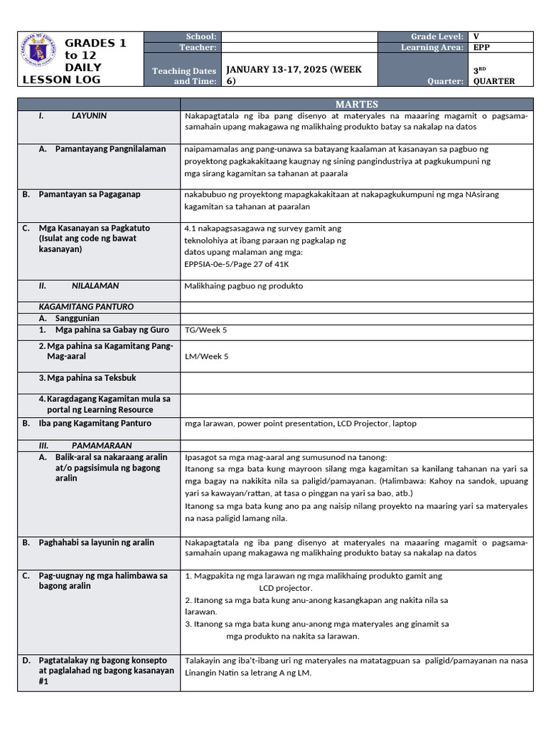 DLL_EPP 5_Q3_W6 | PDF