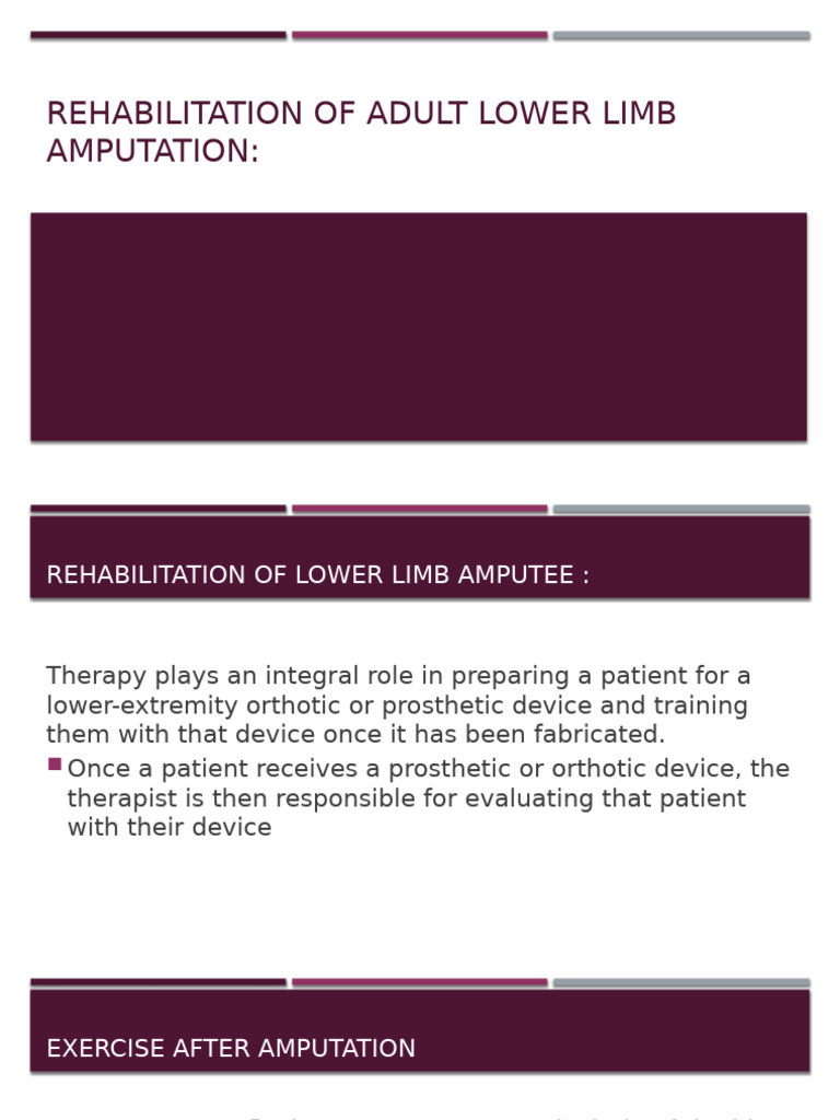 Rehabilitation of adult lower limb Amputation | PDF