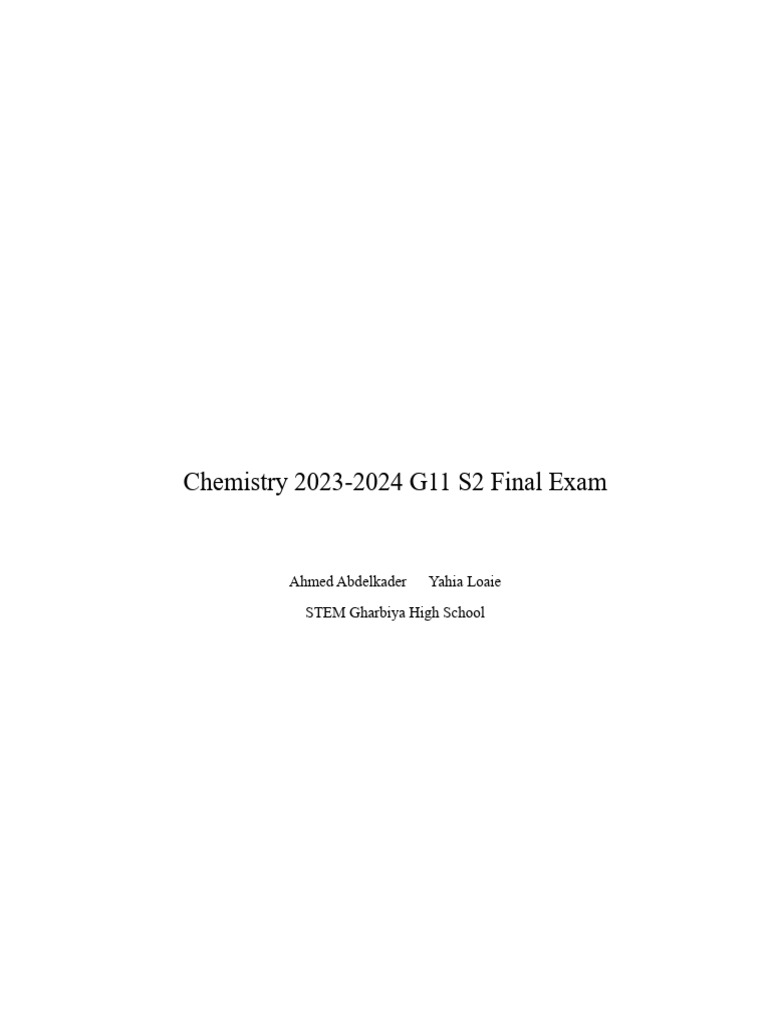 Chemistry (Final 2023-2024) | PDF | Redox | Anode