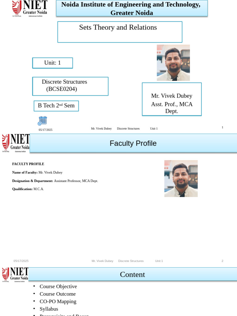 Unit1_Discrete Structure | PDF | Discrete Mathematics | Set (Mathematics)
