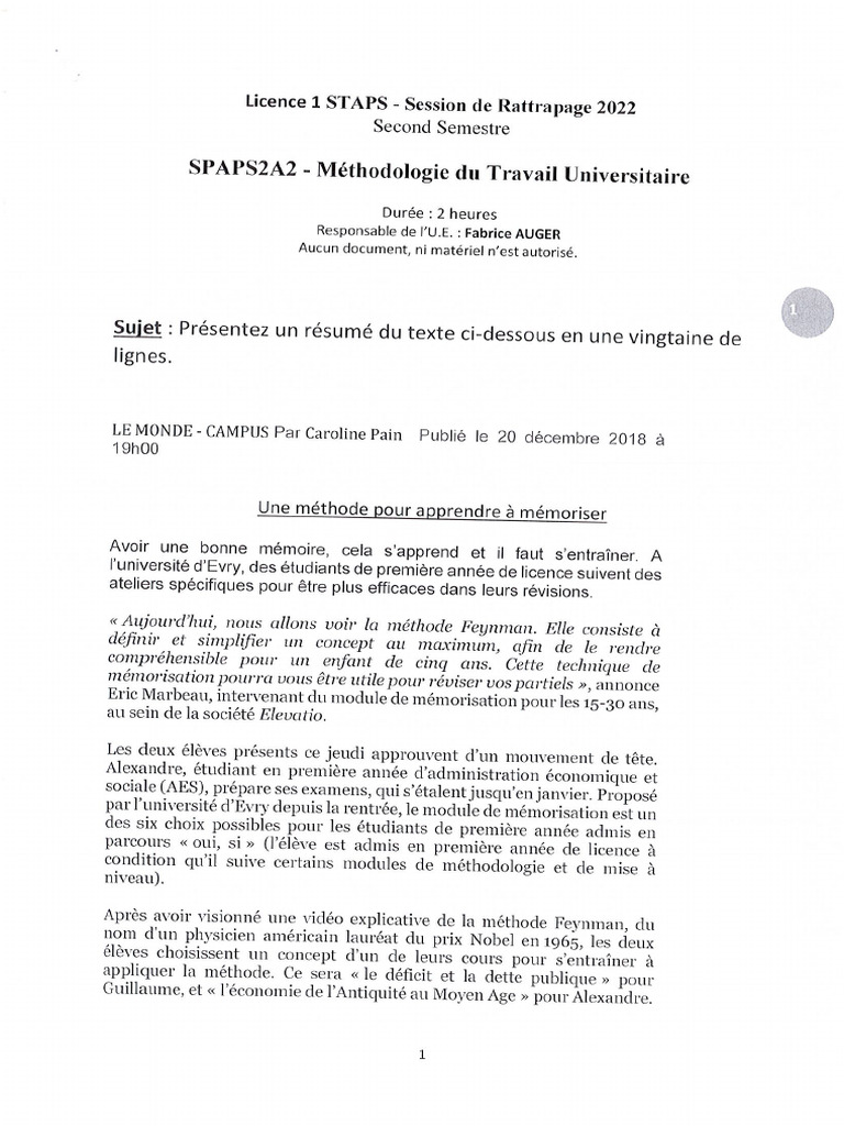 Annales L1 S2 - Session 2 | PDF