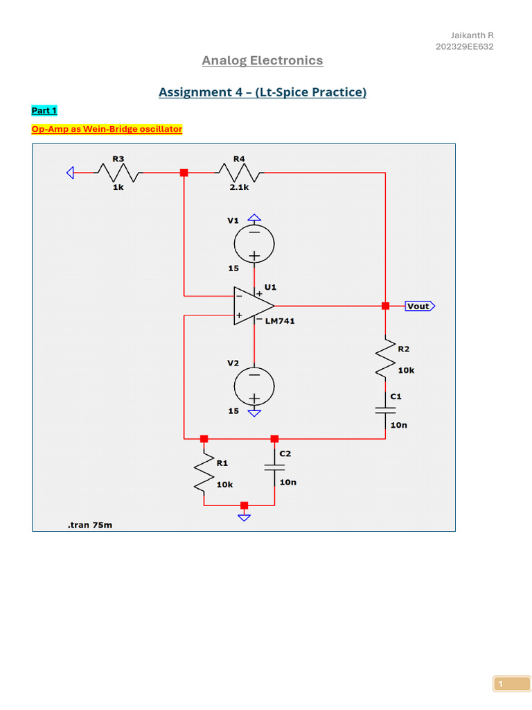 Analog Electronics Assignment-4 202329EE632 Jaikanth R | PDF