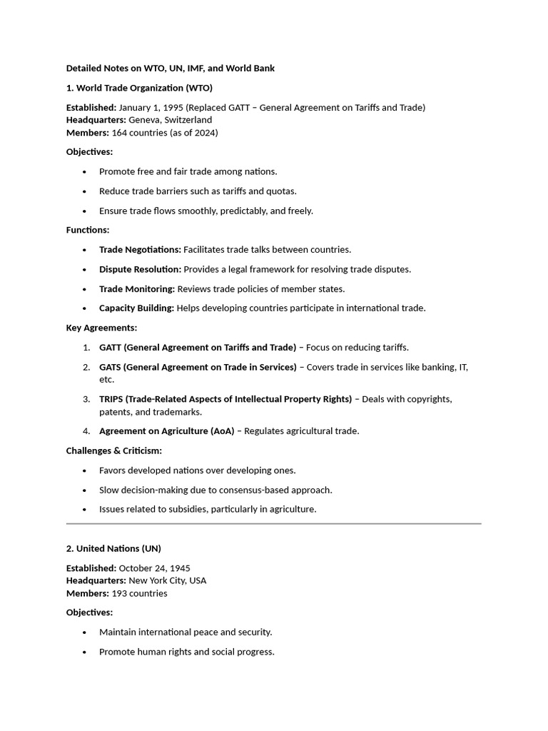 WTO, IMF, and World Bank Overview | PDF | World Trade Organization ...