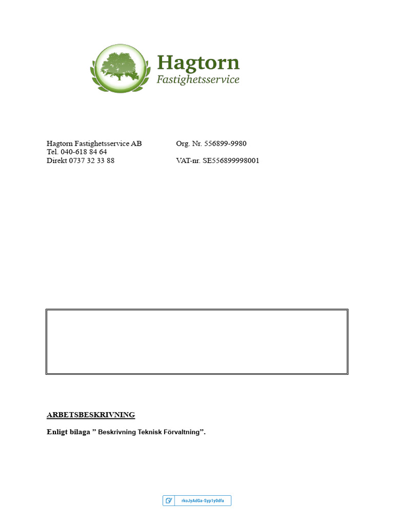 Hagtorn Avtal Fastighetsskötsel 2 | PDF