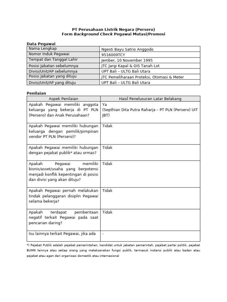 Formulir BGC - 29 Juni 2023 | PDF