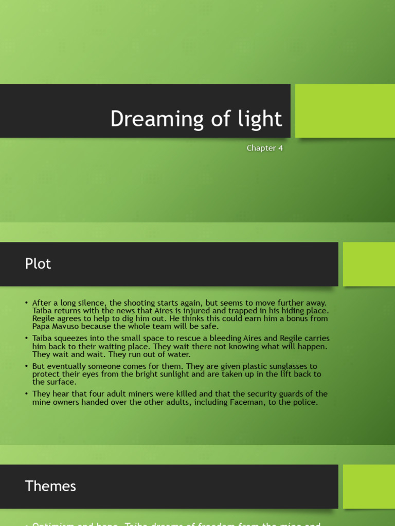 Chapter 4 Summary of Dreaming of Light | PDF
