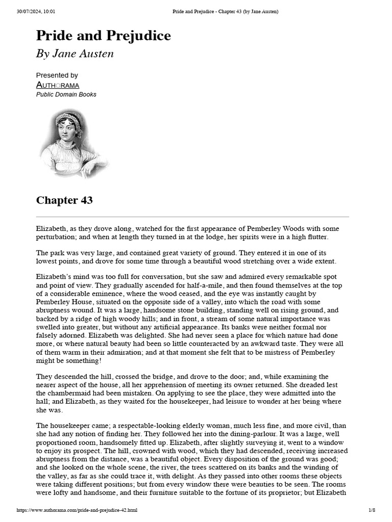 Pride and Prejudice - Chapter 43 (By Jane Austen) | PDF | Pemberley ...
