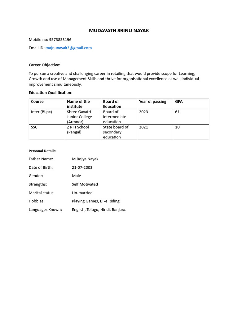 Mudavath Srinu Nayak | PDF