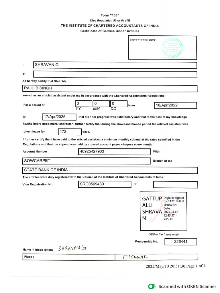 Form 108 Completion Letter | PDF