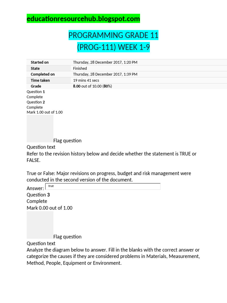 Programming (PROG-111) - Grade 11 Week 1-9 | PDF | Communication ...