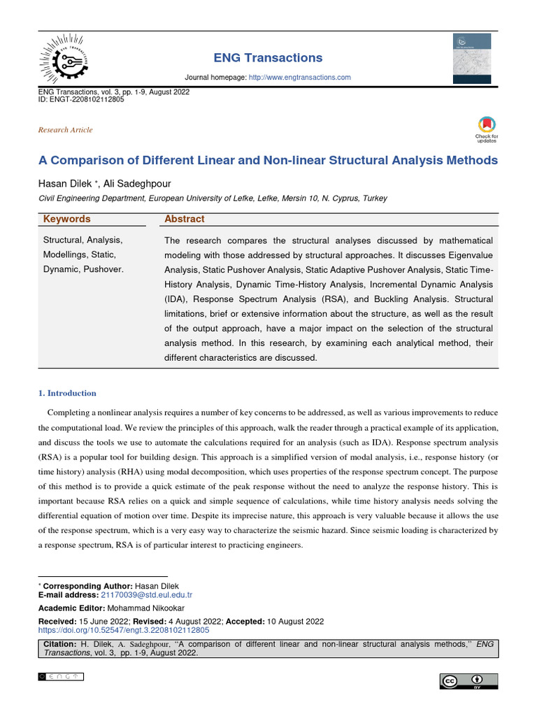 Comparison of Structural Analysis Methods | PDF | Earthquake ...