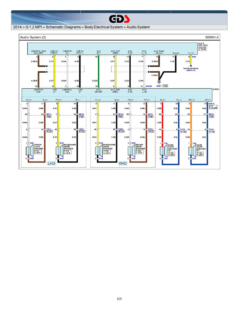 2014 G 1.2 MPI Schematic Diagrams Body Electrical System Audio System | PDF