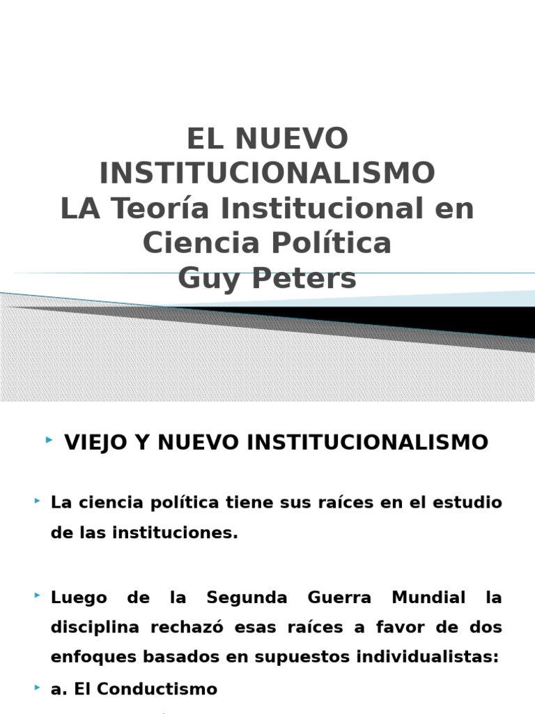 Institucionalismo Guy Peters | PDF | Institución | Ciencias Políticas