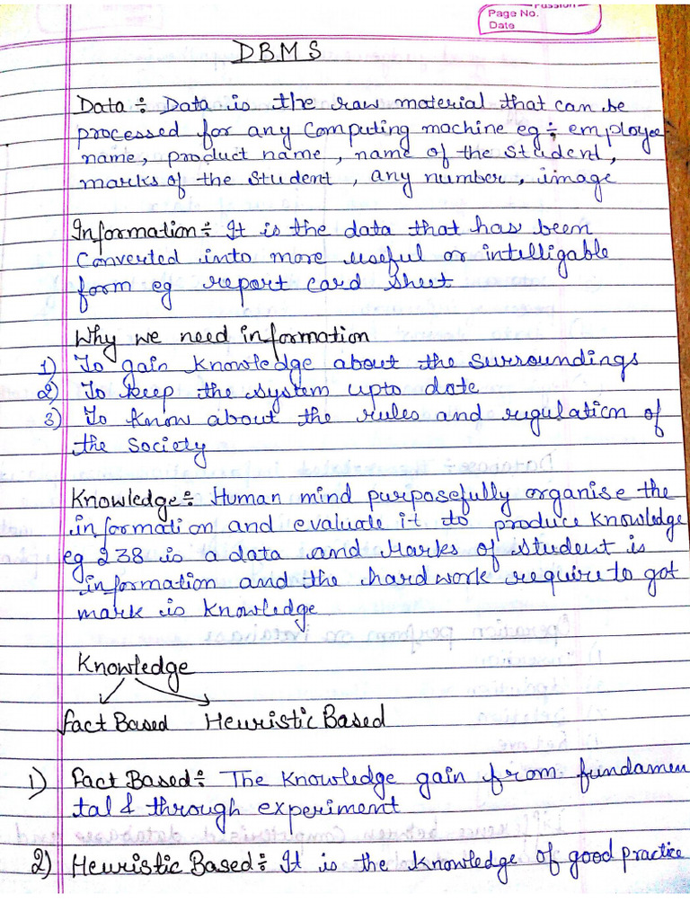 DBMS Handwritten Notes -1 | PDF