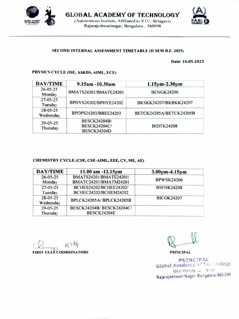CIE 2 Time Table | PDF