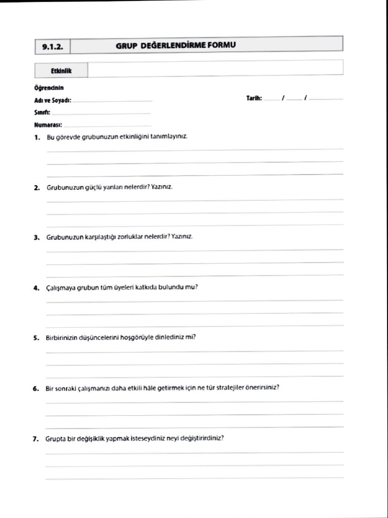 Syf 29 Grup Değerlendirme | PDF