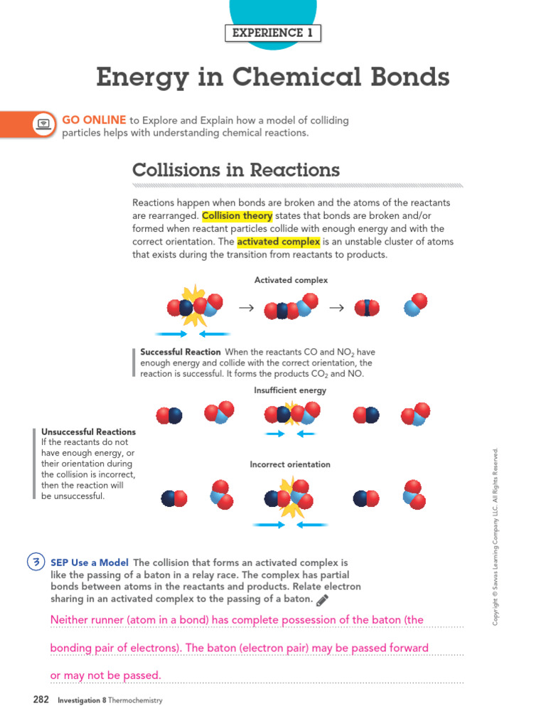 Energy in Chemical Bonds | PDF | Chemical Reactions | Enthalpy