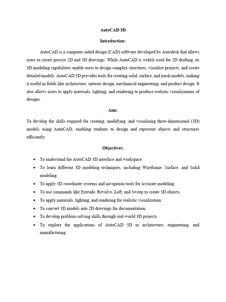 Auto Cad Practical Docx Record - 050241 | PDF | 3 D Modeling | 3 D Computer Graphics