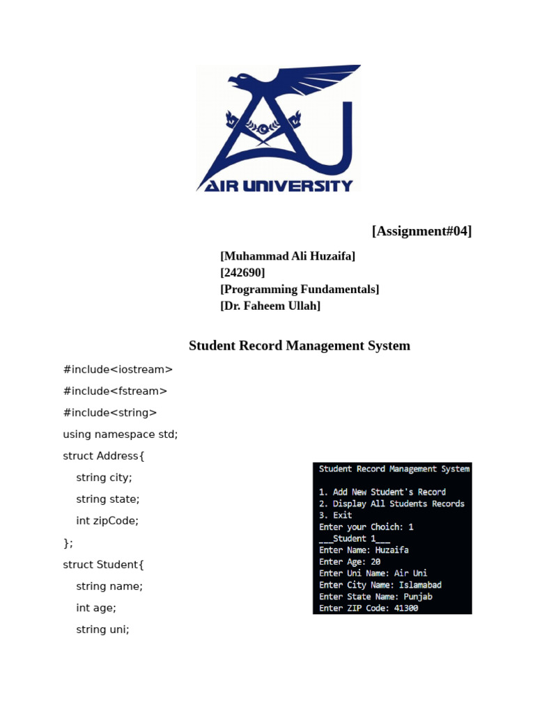 Assingment#04 - Muhammad Ali Huzaifa | PDF