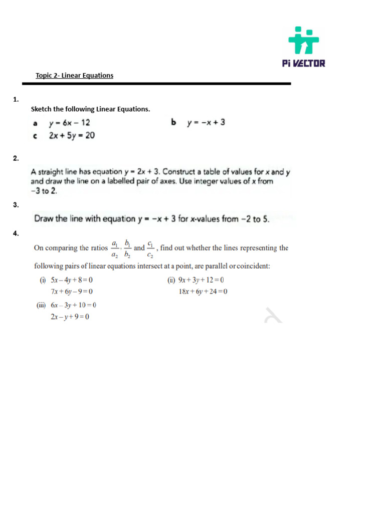 Algebra - Linear Equations | PDF