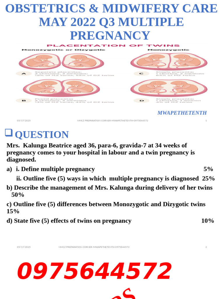 Multiple Pregnancy Marking Key | PDF | Twin | Pregnancy