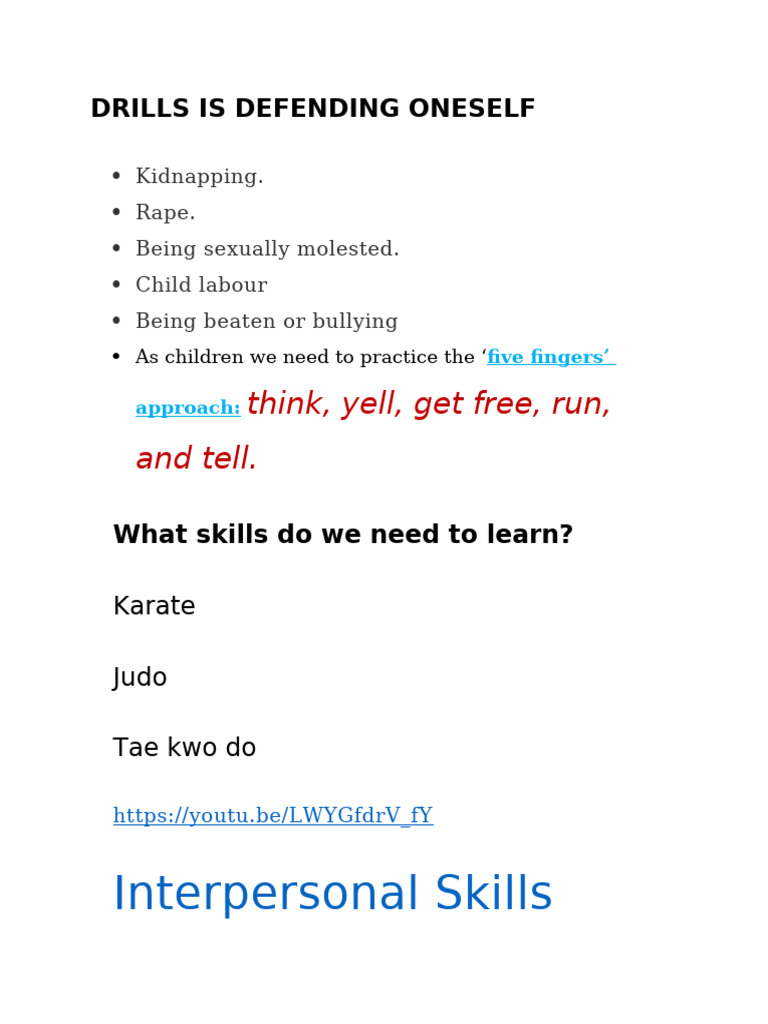 Drills Is Defending Oneself | PDF