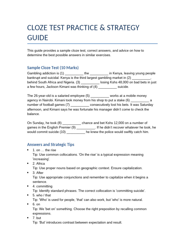 Cloze_Test_Guide_and_Strategies | PDF