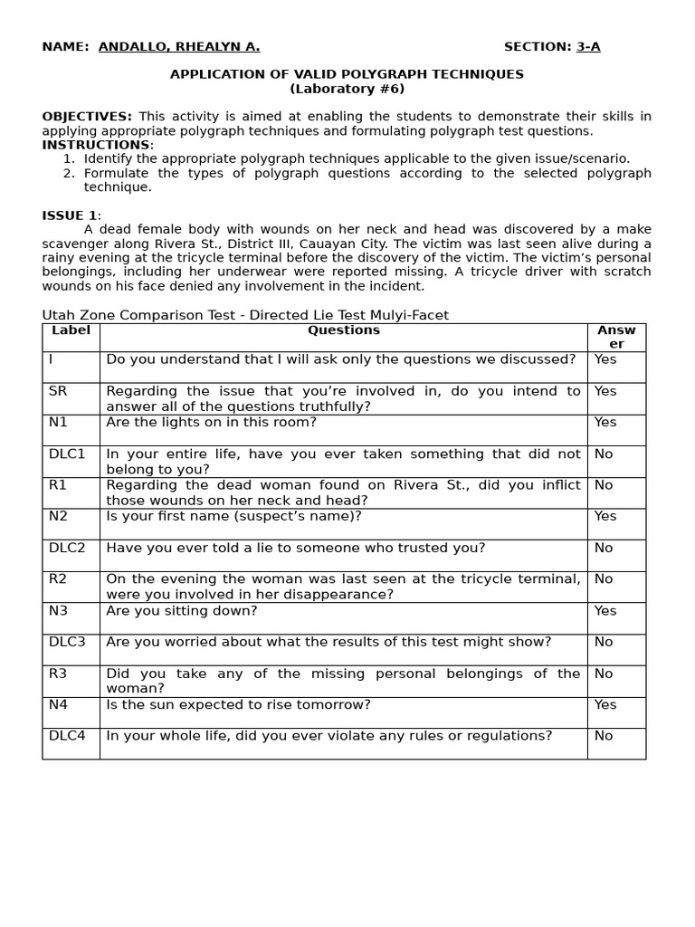 LAB Polygraph Technique | PDF | Polygraph | Criminal Justice