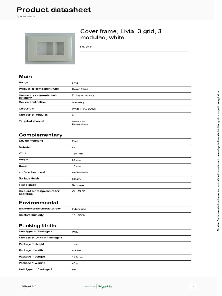 Schneider Electric - Livia - P0703 - N | PDF | Economy And The ...
