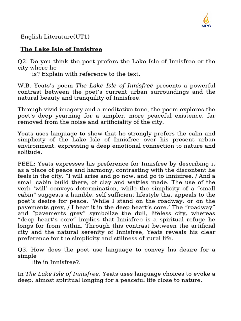 Grade 8 English Literature-UT1 | PDF | W. B. Yeats