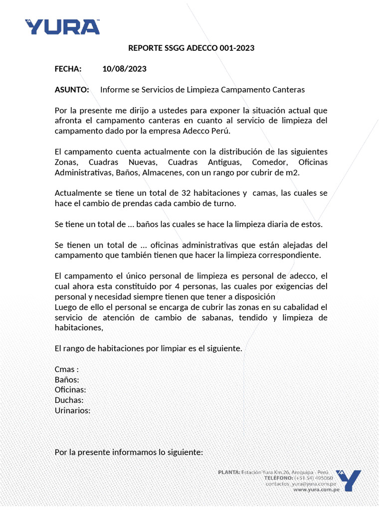 Informe Comedor Resultados Mayo 2023 Yura | PDF