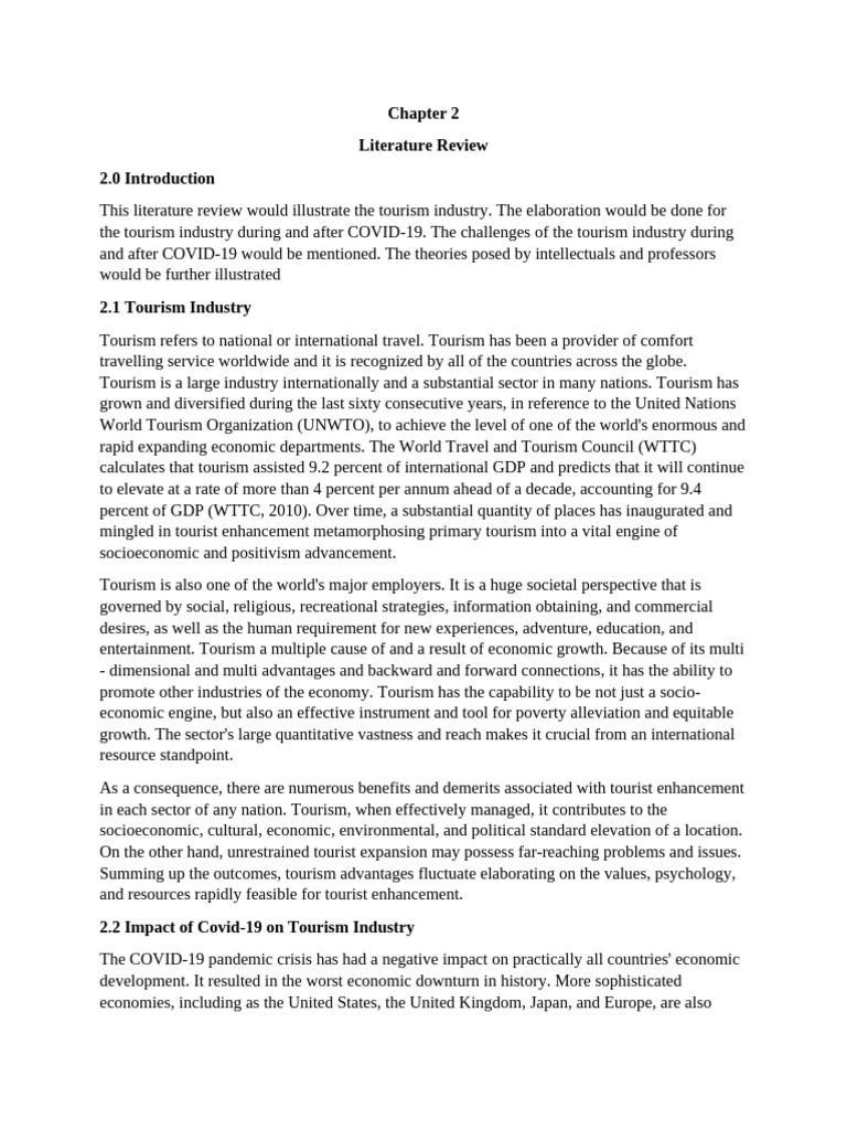 Chapter 2 Literature Review | PDF | Pandemic | Tourism