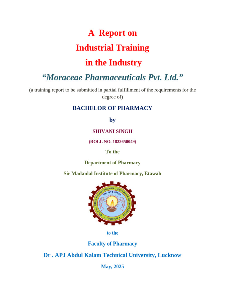 Front Page Shivani Singh Industry Training | PDF