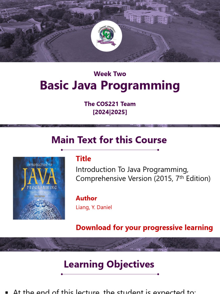 COS221-- 2024-2025 Lecture 2 | PDF | Java (Software Platform) | Java (Programming Language)