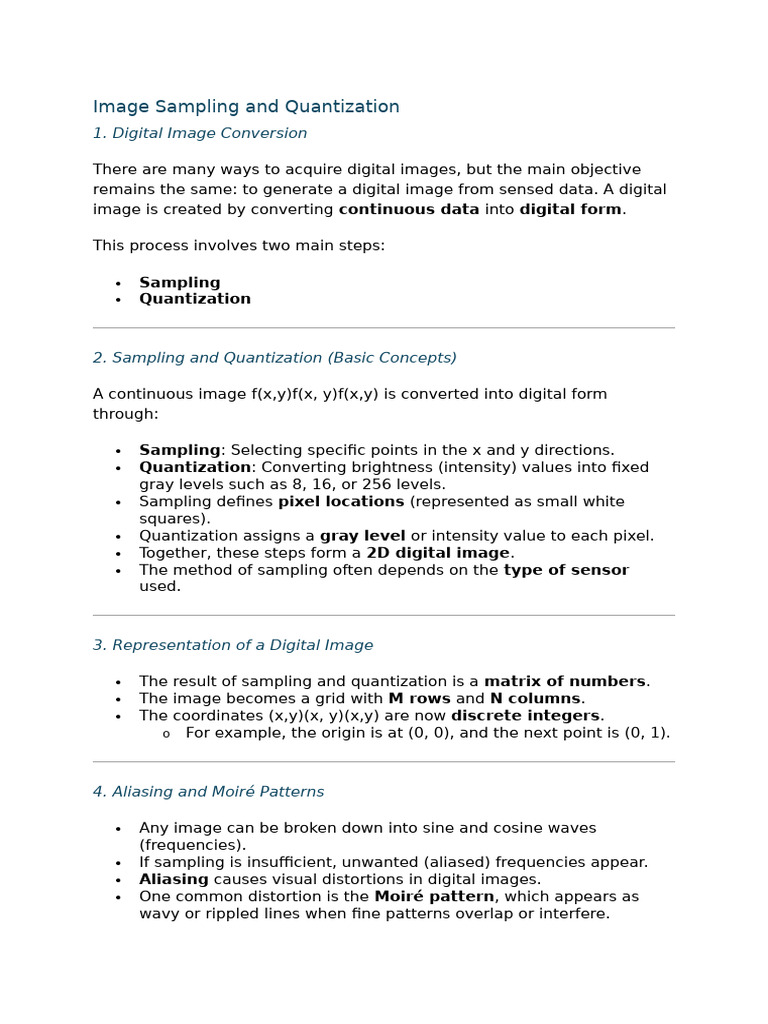 Image Sampling and Quantization | PDF