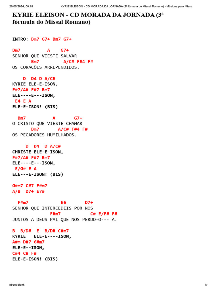KYRIE ELEISON - CD MORADA DA JORNADA (3 Fórmula Do Missal Romano ...