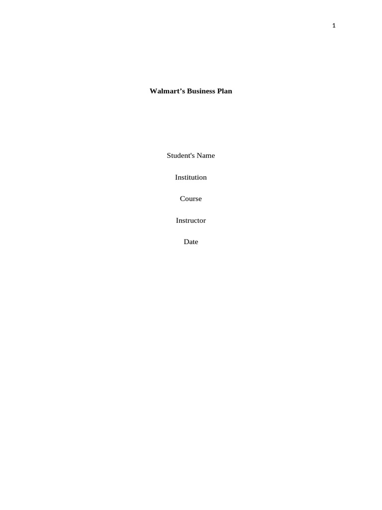 Walmart business plan FIN | PDF | Walmart | Brand