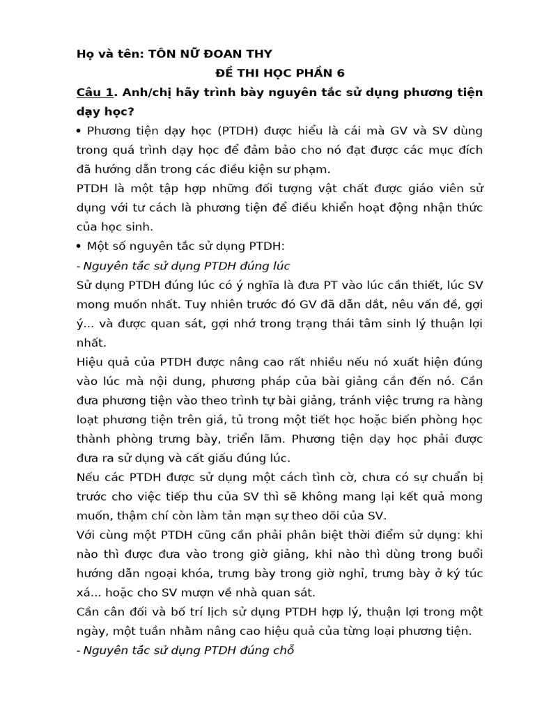 Bài Tập Lớn Học Phần 6 (Đoan Thy) | PDF